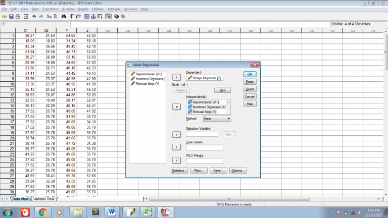 Analisis Jalur (Path) Dengan SPSS | MobileStatistik.Com