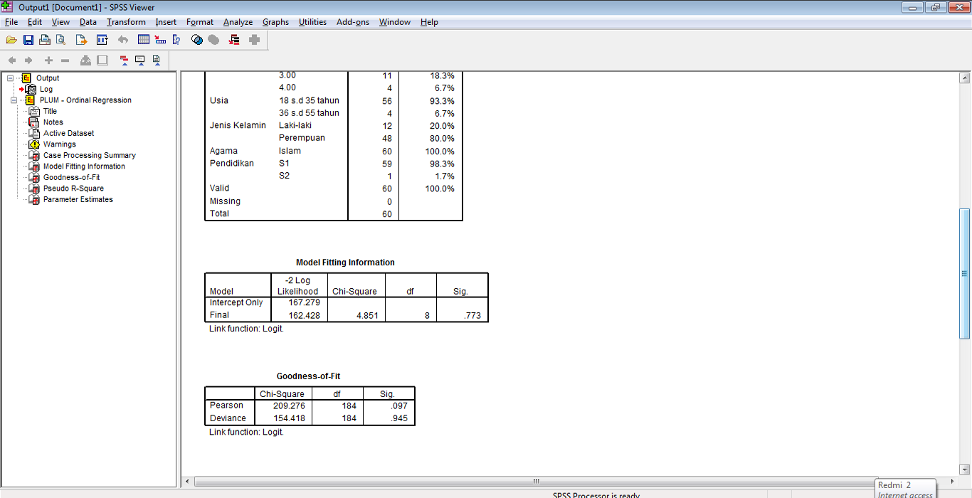 Analisis Regresi Ordinal Dengan SPSS | MobileStatistik.Com